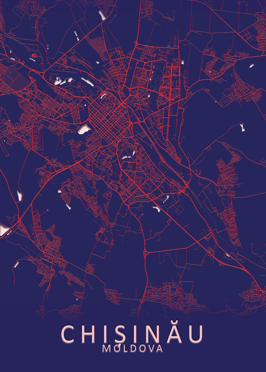 'Chisinau Moldova City Map' Poster, picture, metal print, paint by City ...