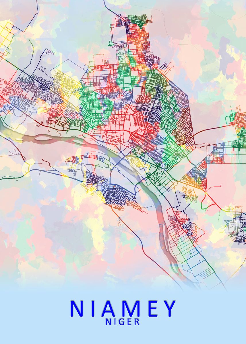 'Niamey Niger City Map' Poster, picture, metal print, paint by City Map ...