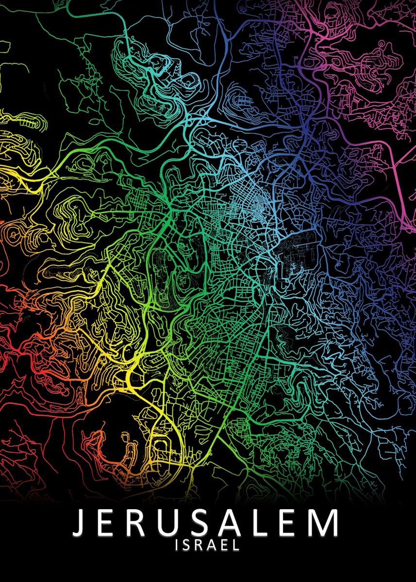 'Jerusalem Israel City Map' Poster by City Map Art Prints | Displate