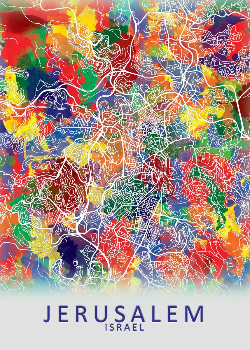 'Jerusalem Israel City Map' Poster, picture, metal print, paint by City ...