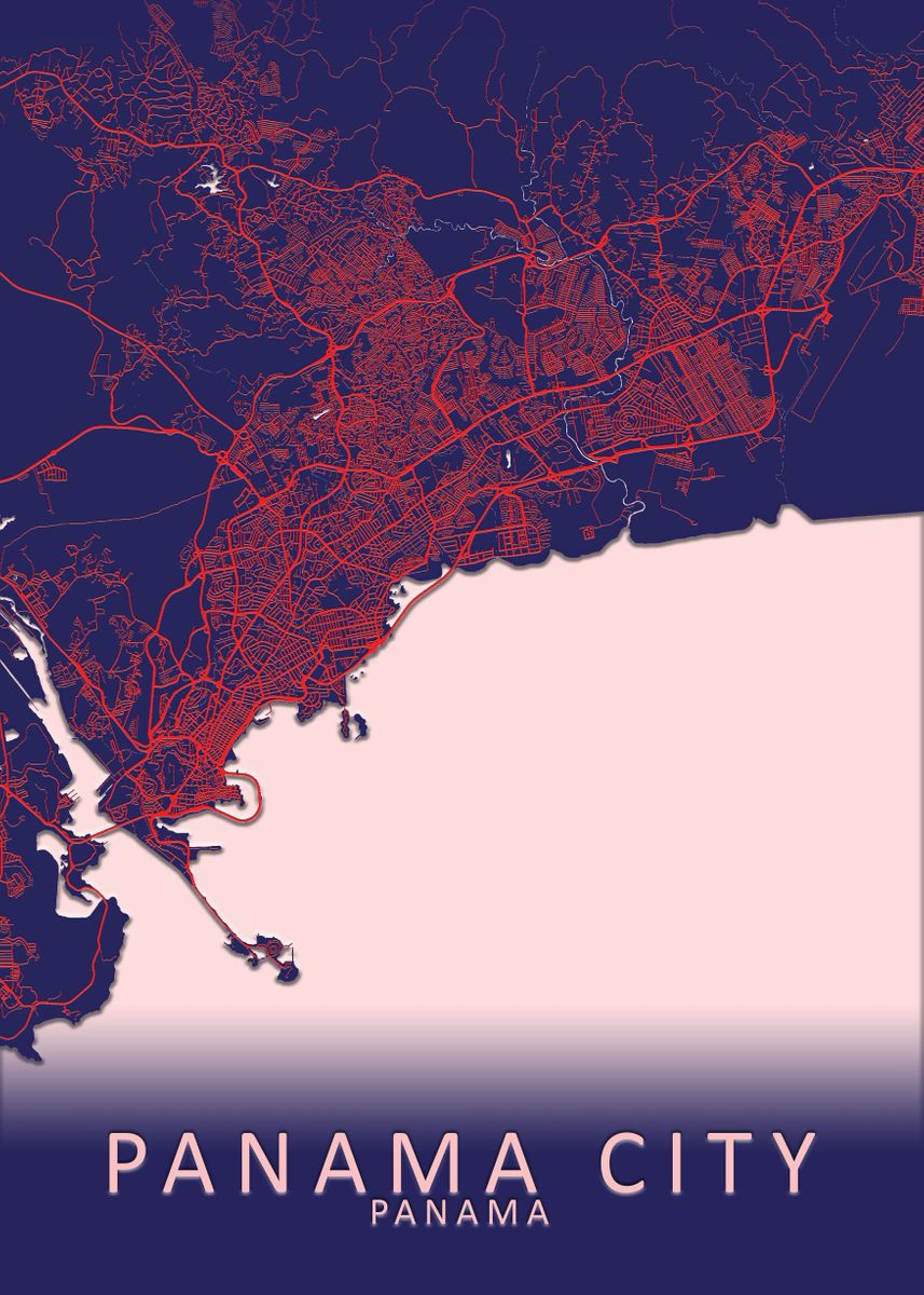 'Panama City Map' Poster, picture, metal print, paint by City Map Art ...