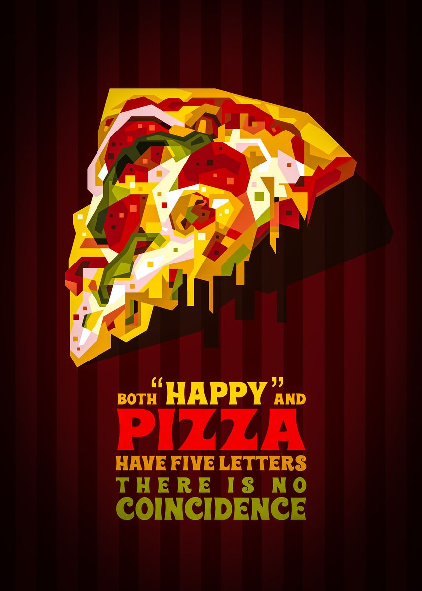 'happy pizza' Poster, picture, metal print, paint by Popart PosterS ...