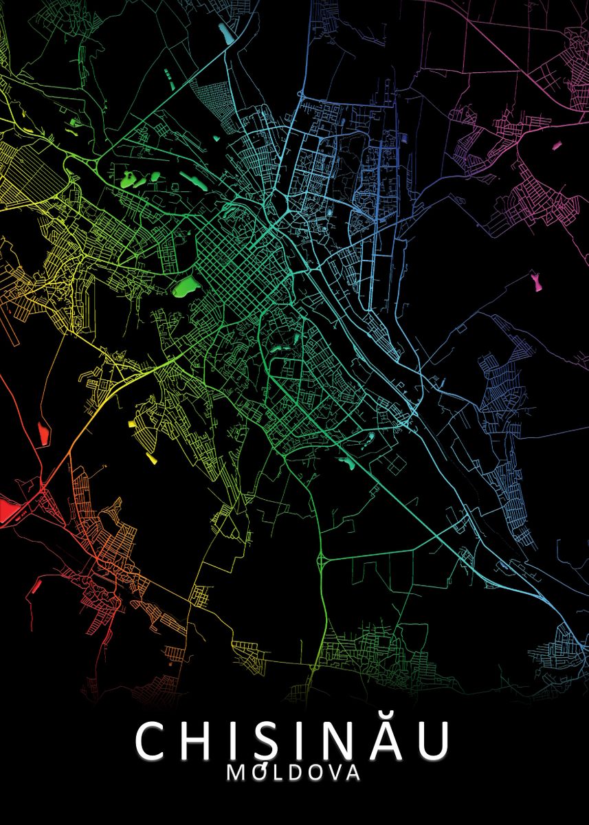 'Chisinau Moldova City Map' Poster, picture, metal print, paint by City ...