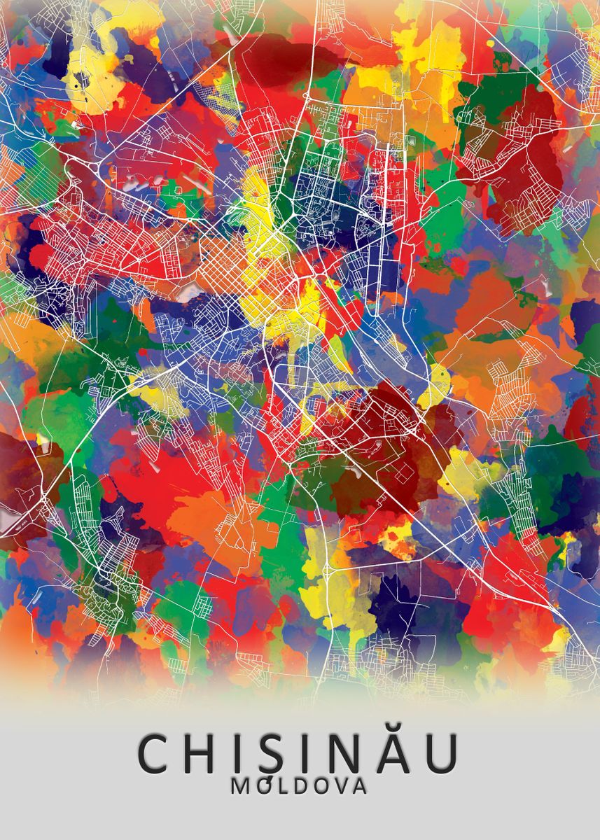 'Chisinau Moldova City Map' Poster, picture, metal print, paint by City ...