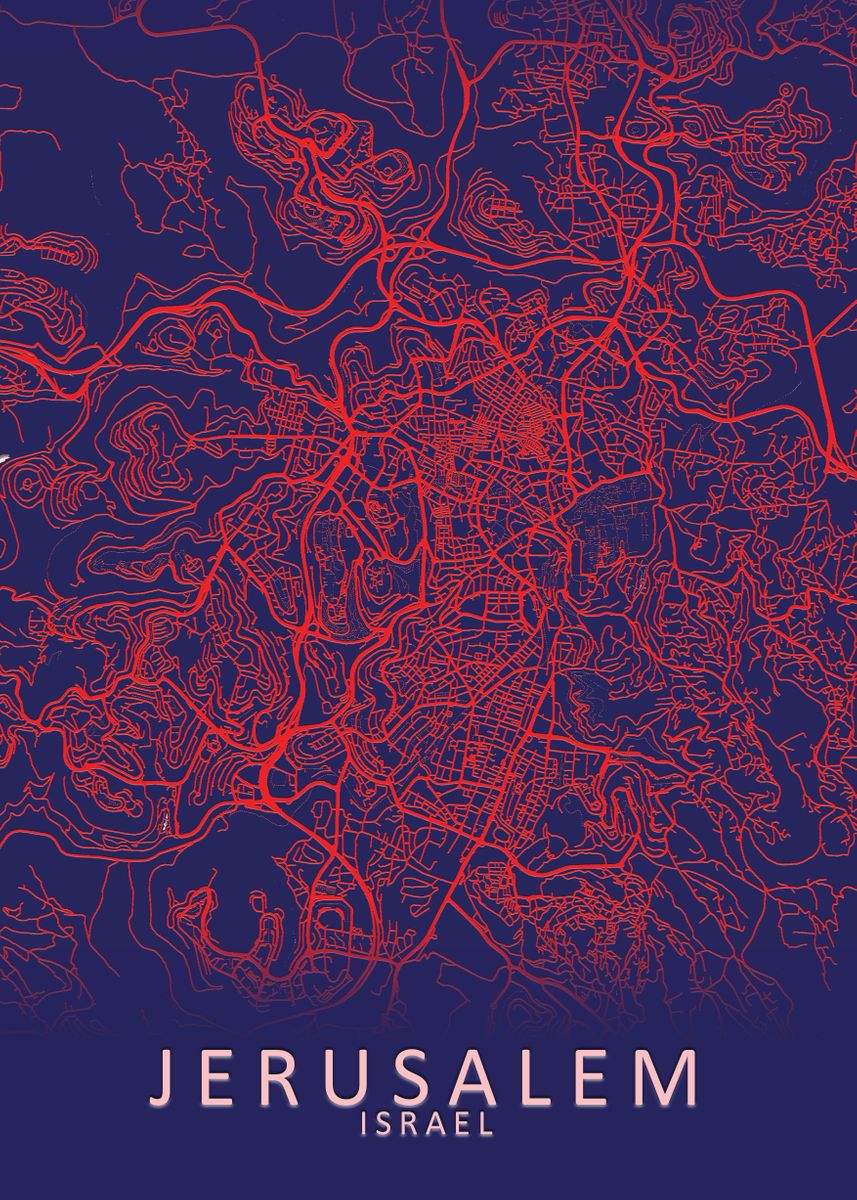 'Jerusalem Israel City Map' Poster by City Map Art Prints | Displate