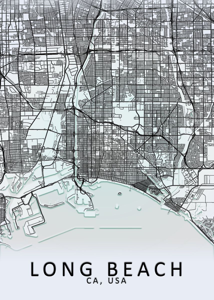 'Long Beach CA USA City Map' Poster by City Map Art Prints | Displate