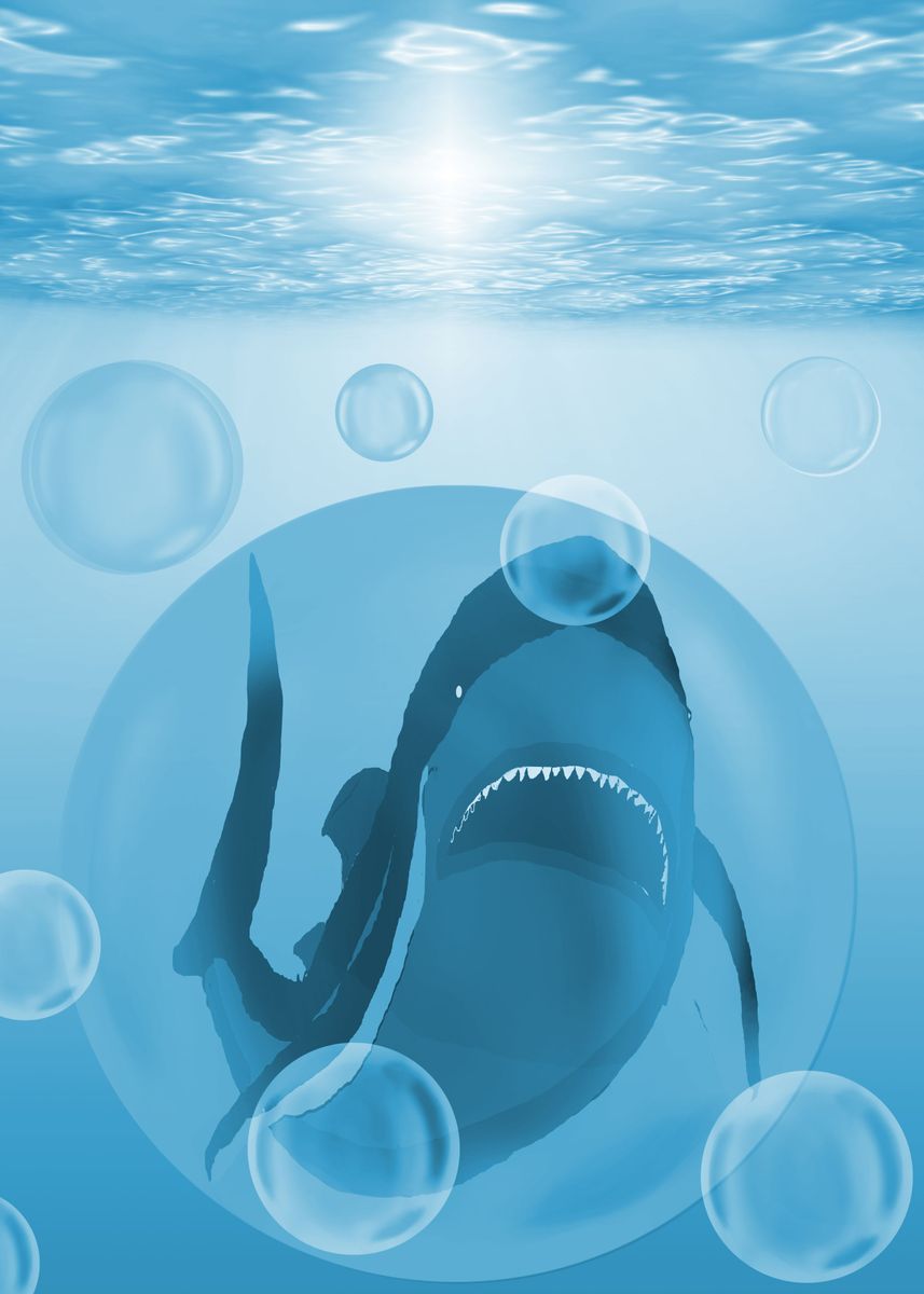 'The Shark 2' Poster, picture, metal print, paint by Randy Chua | Displate