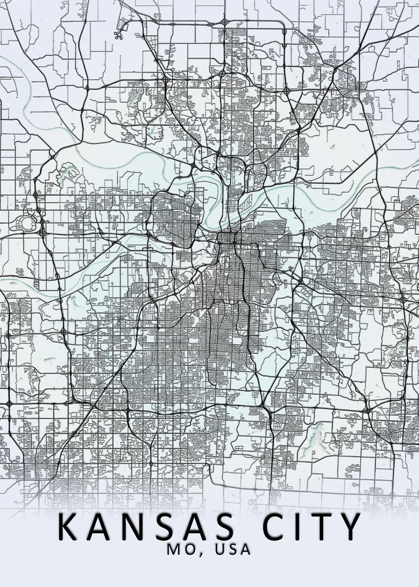 'Kansas City USA City Map' Poster by City Map Art Prints | Displate