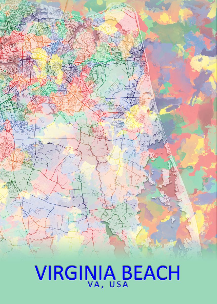 'Virginia Beach USA Map' Poster by City Map Art Prints | Displate