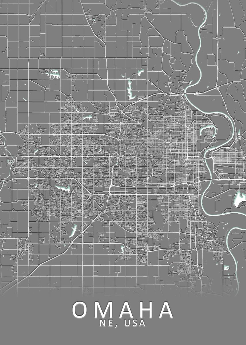 'Omaha NE USA City Map' Poster, picture, metal print, paint by City Map ...