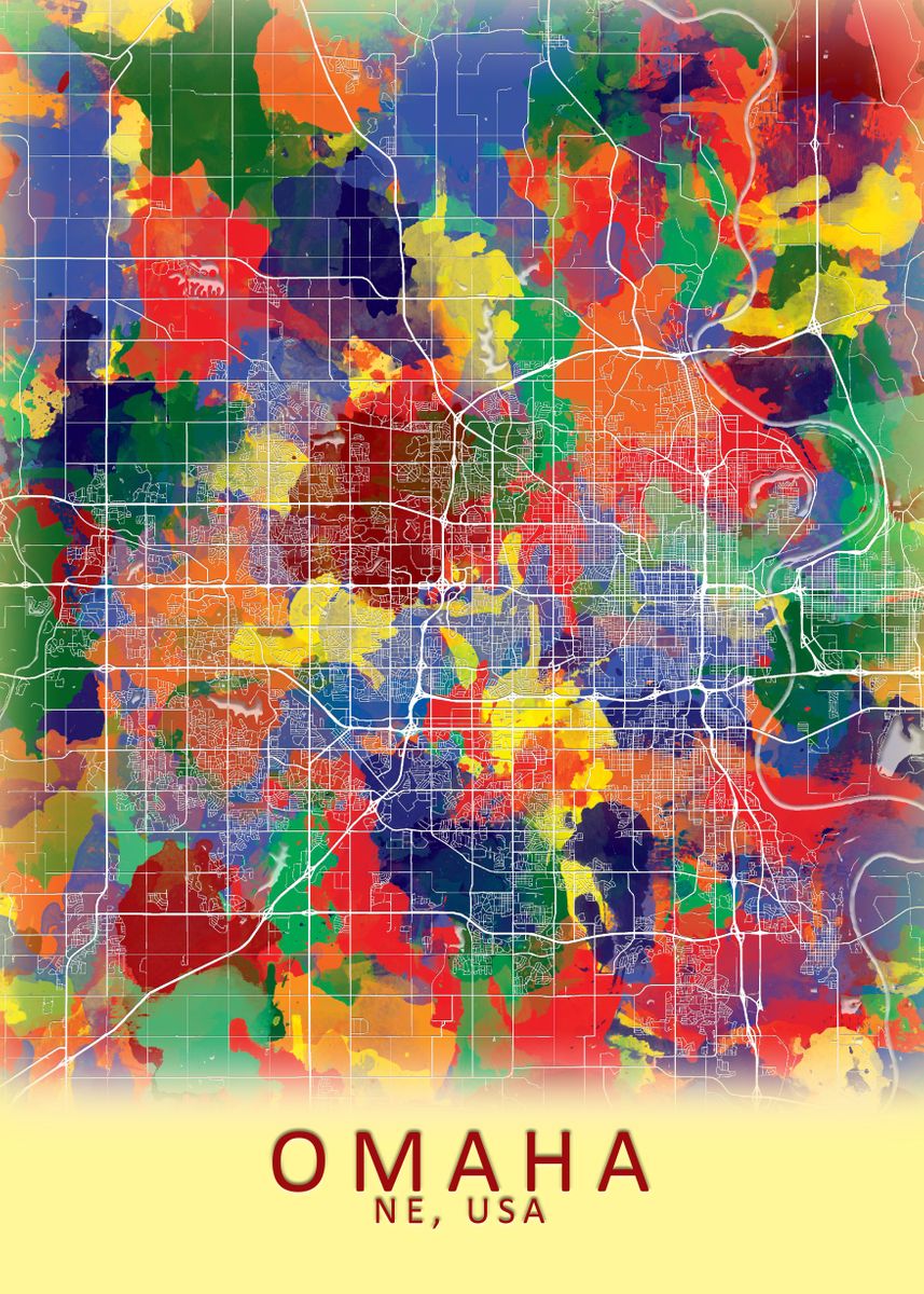 'Omaha NE USA City Map' Poster, picture, metal print, paint by City Map ...