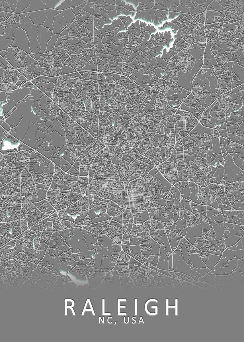 'Raleigh NC USA City Map' Poster, picture, metal print, paint by City ...