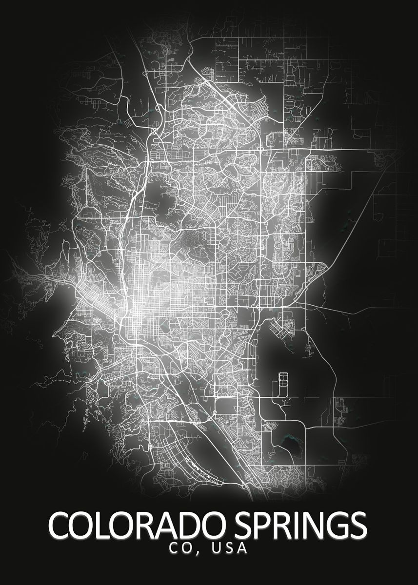 'Colorado Springs USA Map' Poster, picture, metal print, paint by City ...