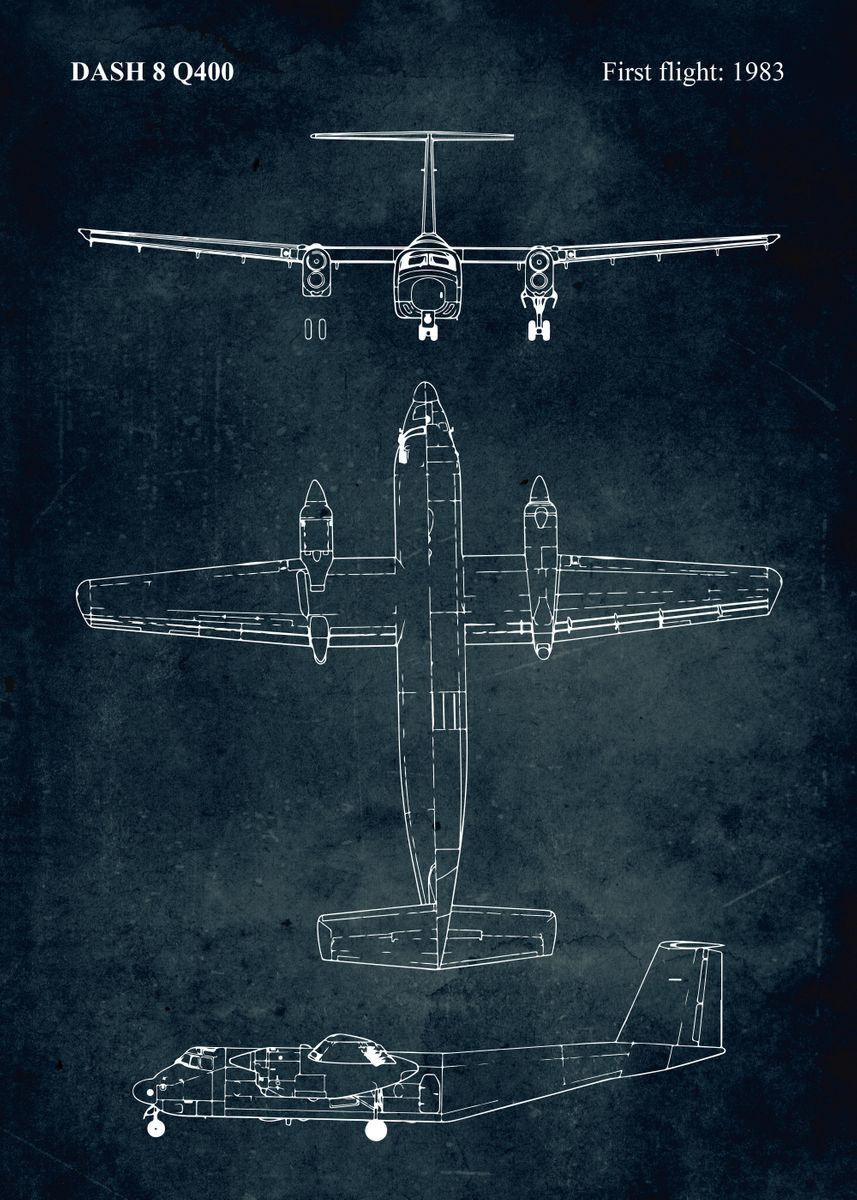 'No029 Dash 8 Q400' Poster, picture, metal print, paint by Xavier ...