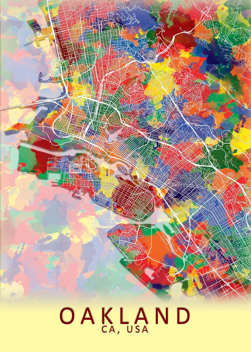 'Oakland CA USA City Map' Poster, picture, metal print, paint by City ...