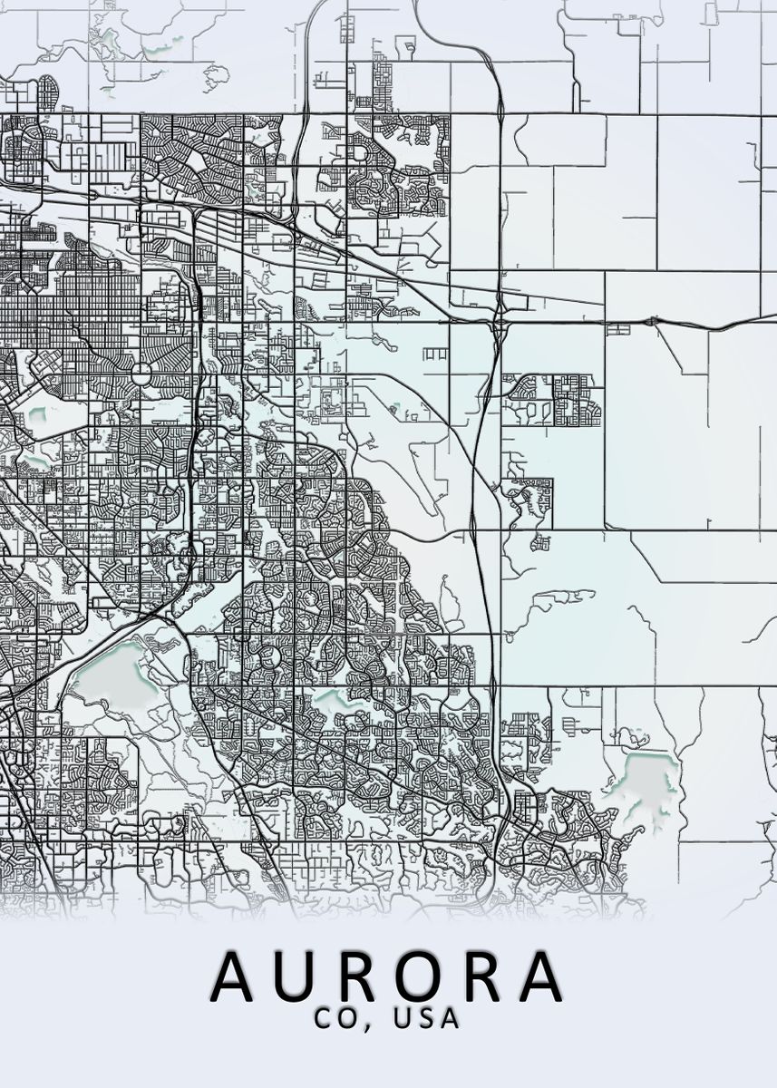'Aurora CO USA City Map' Poster, picture, metal print, paint by City ...