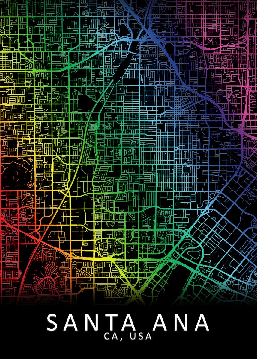 'Santa Ana CA USA City Map' Poster by City Map Art Prints | Displate