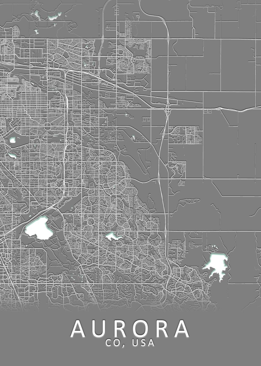 'Aurora CO USA City Map' Poster, picture, metal print, paint by City ...