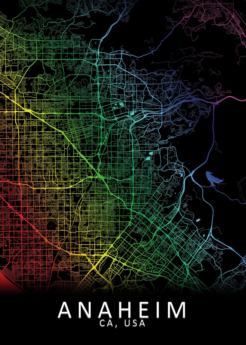 'Anaheim CA USA City Map' Poster, picture, metal print, paint by City ...