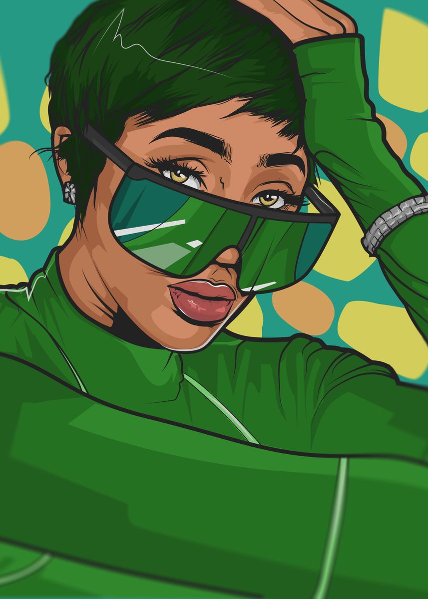 'Green Mamba' Poster, picture, metal print, paint by loui lance | Displate