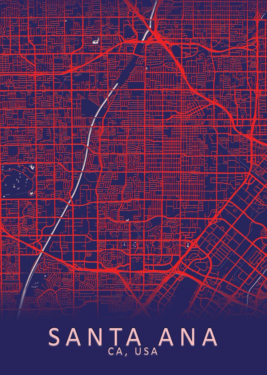 'Santa Ana CA USA City Map' Poster by City Map Art Prints | Displate