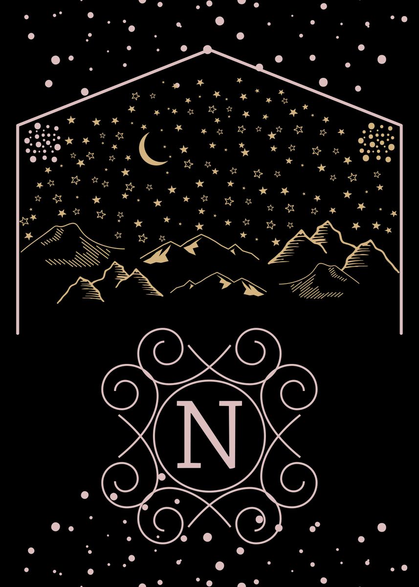 'Starry Night Monogram N' Poster, picture, metal print, paint by ...