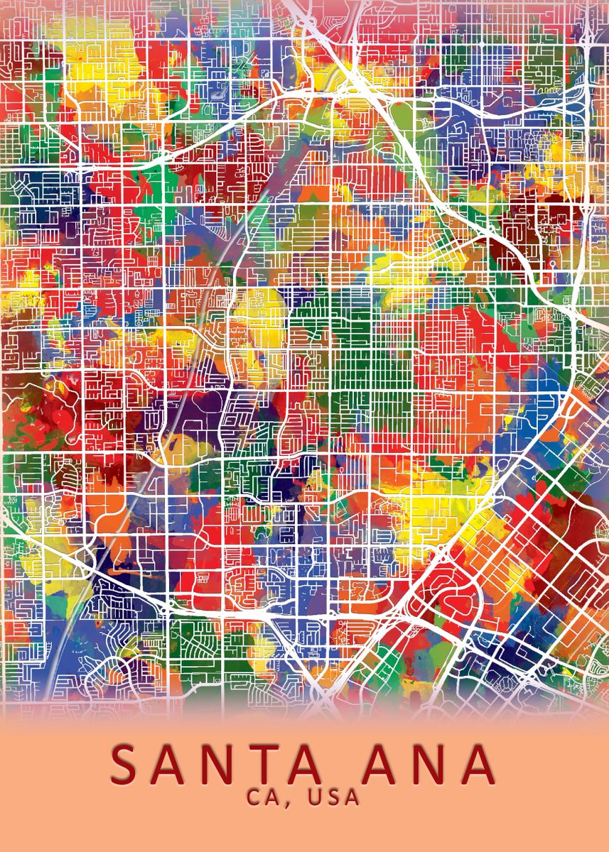 'Santa Ana CA USA City Map' Poster by City Map Art Prints | Displate