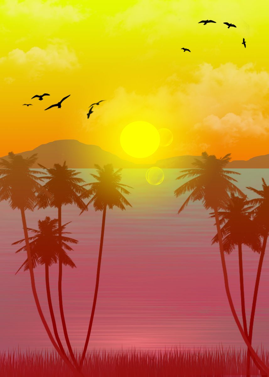 'Sunrise' Poster, picture, metal print, paint by Randy Chua | Displate