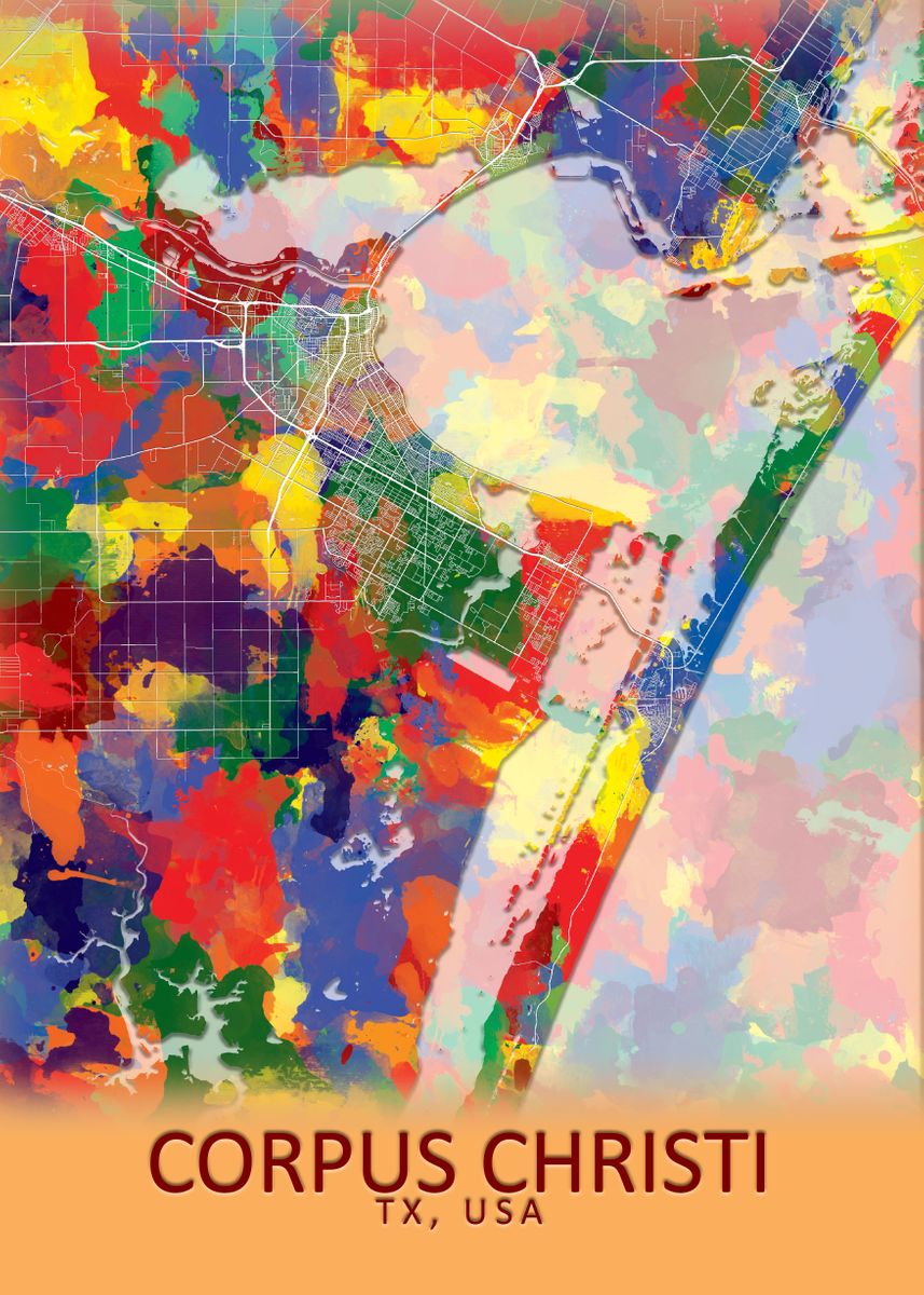 'Corpus Christi City Map' Poster, picture, metal print, paint by City ...
