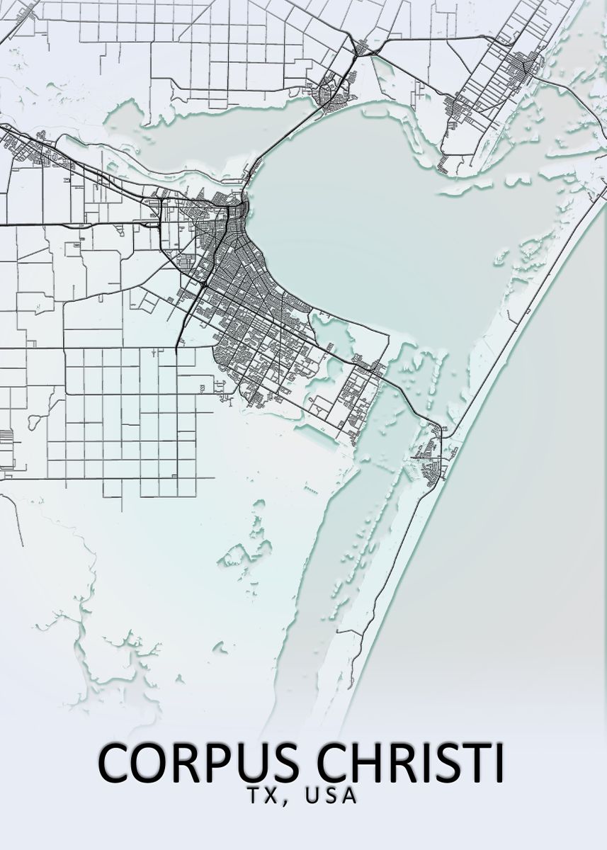 'Corpus Christi City Map' Poster, picture, metal print, paint by City ...