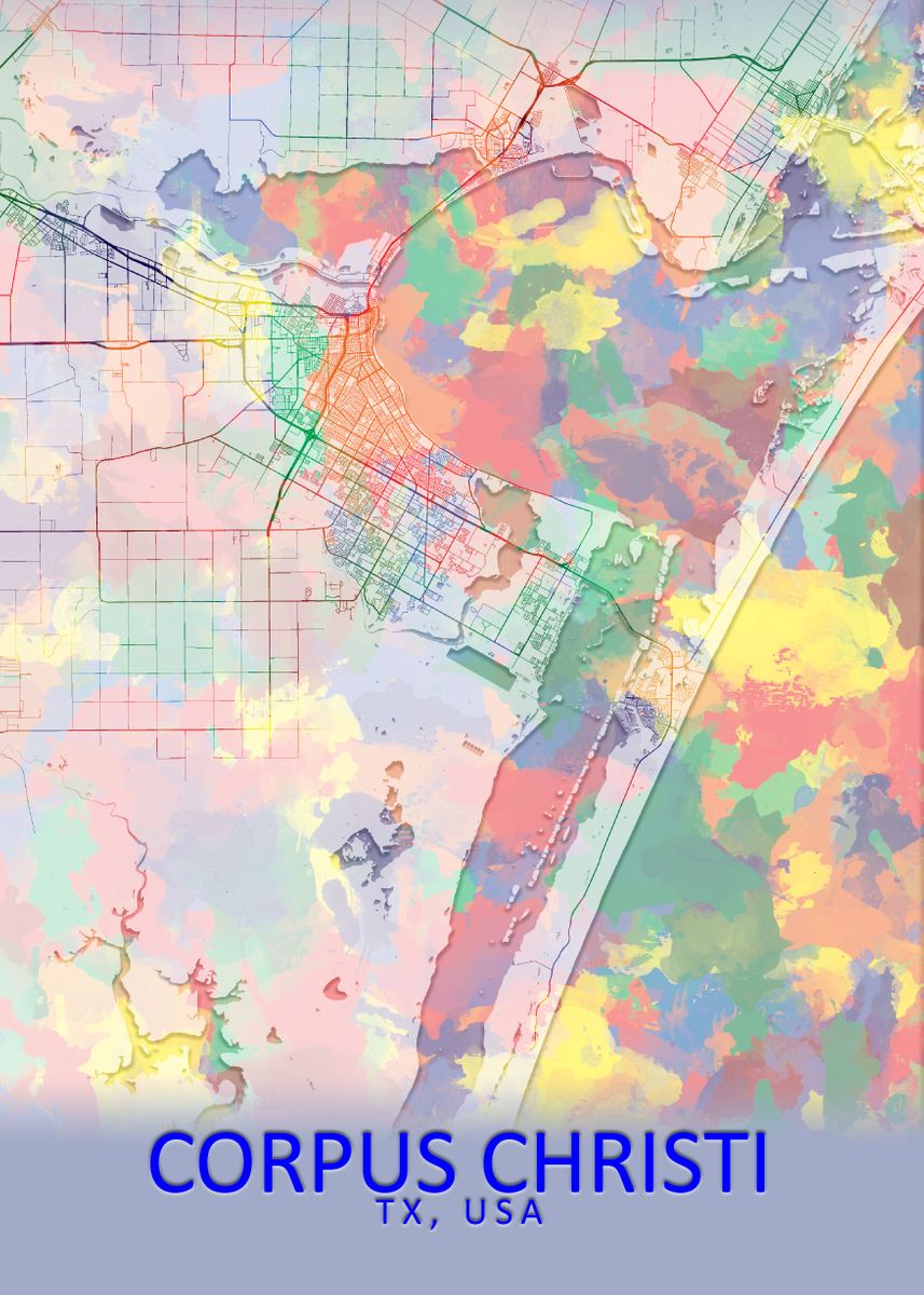 'Corpus Christi City Map' Poster, picture, metal print, paint by City ...