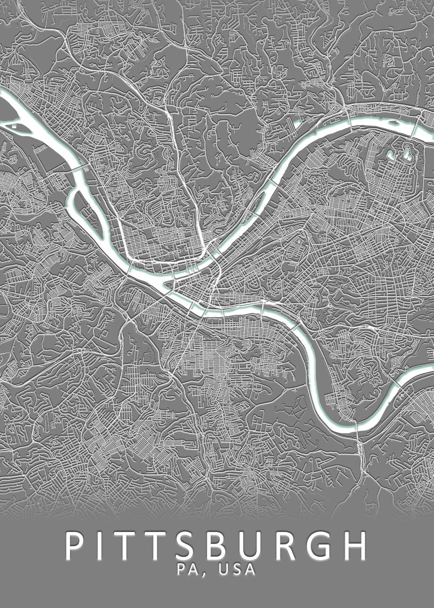 'Pittsburgh PA USA City Map' Poster by City Map Art Prints | Displate