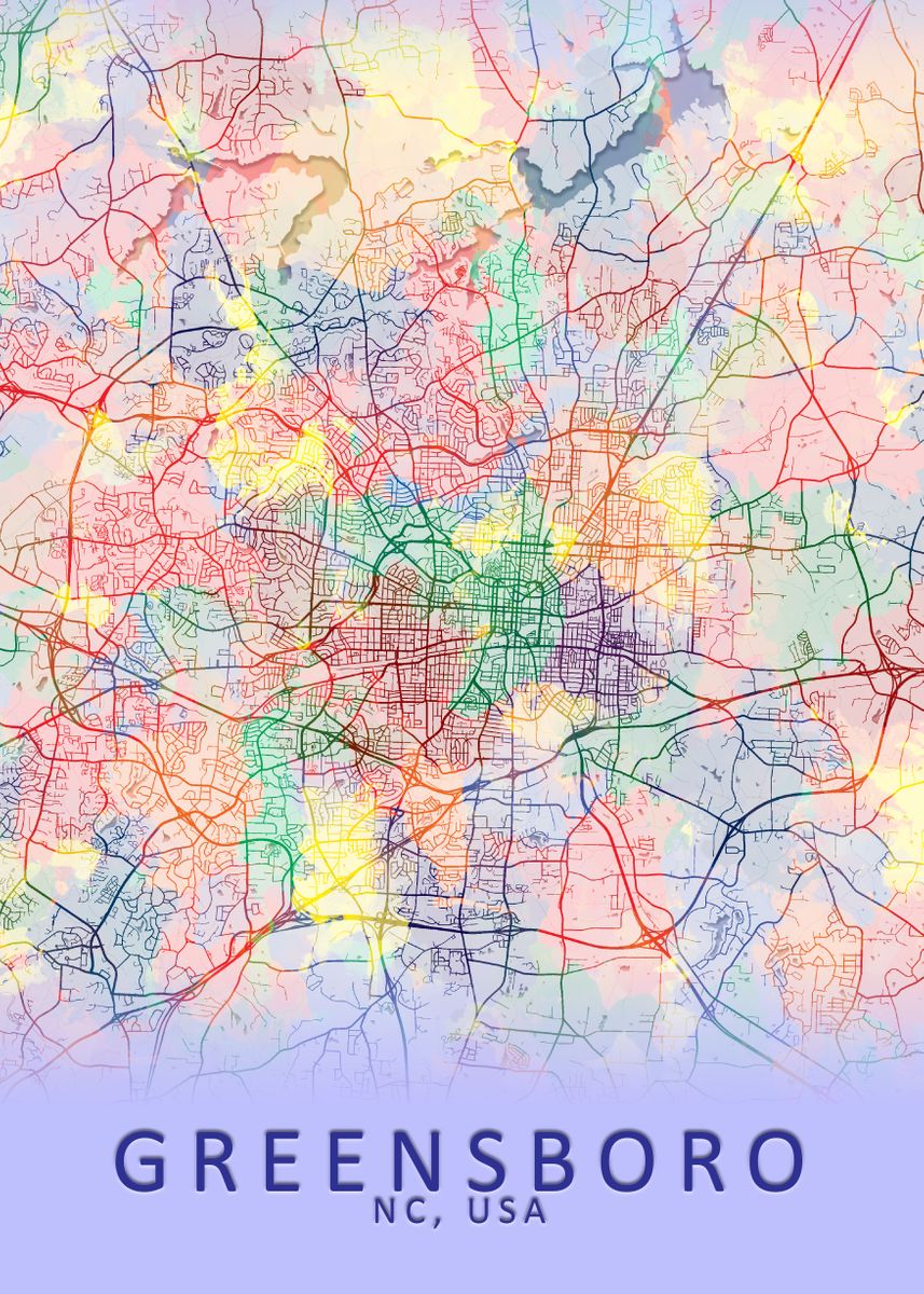 'Greensboro NC USA City Map' Poster by City Map Art Prints | Displate