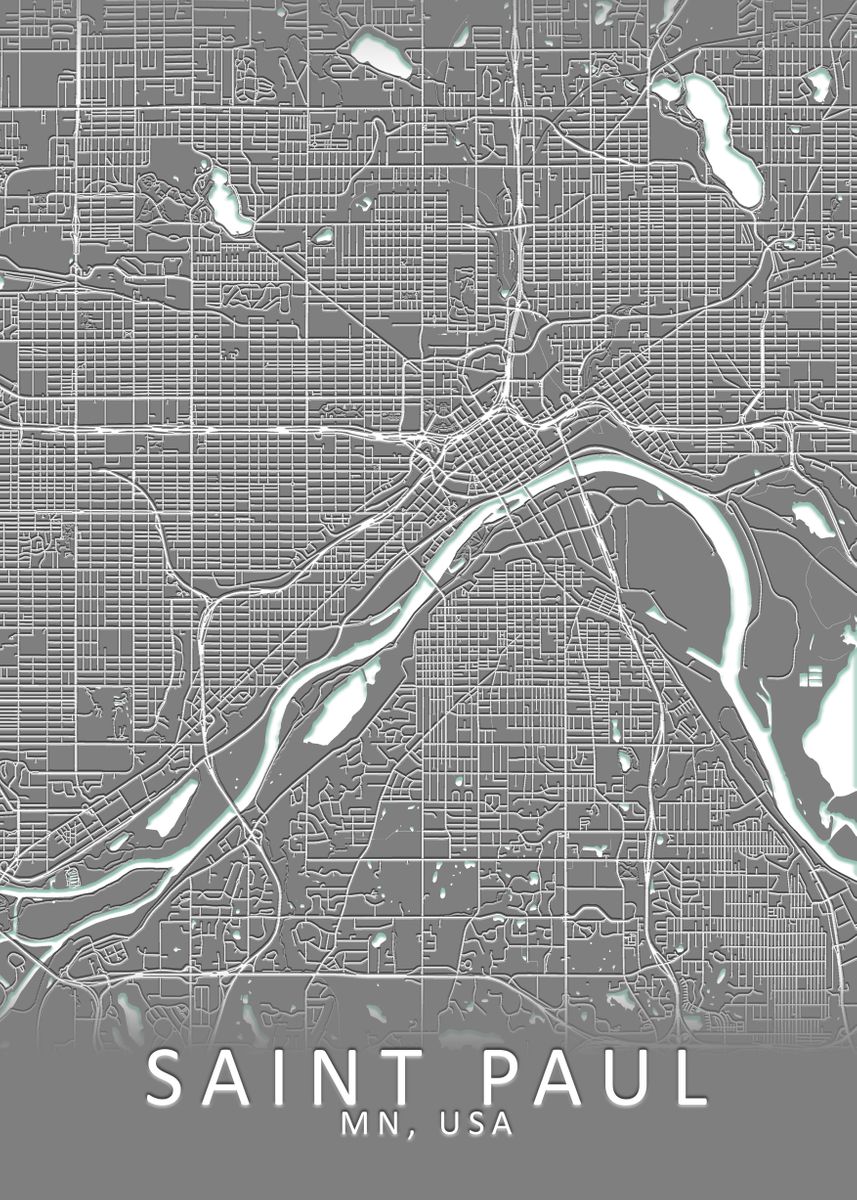 'Saint Paul MN USA City Map' Poster, picture, metal print, paint by ...
