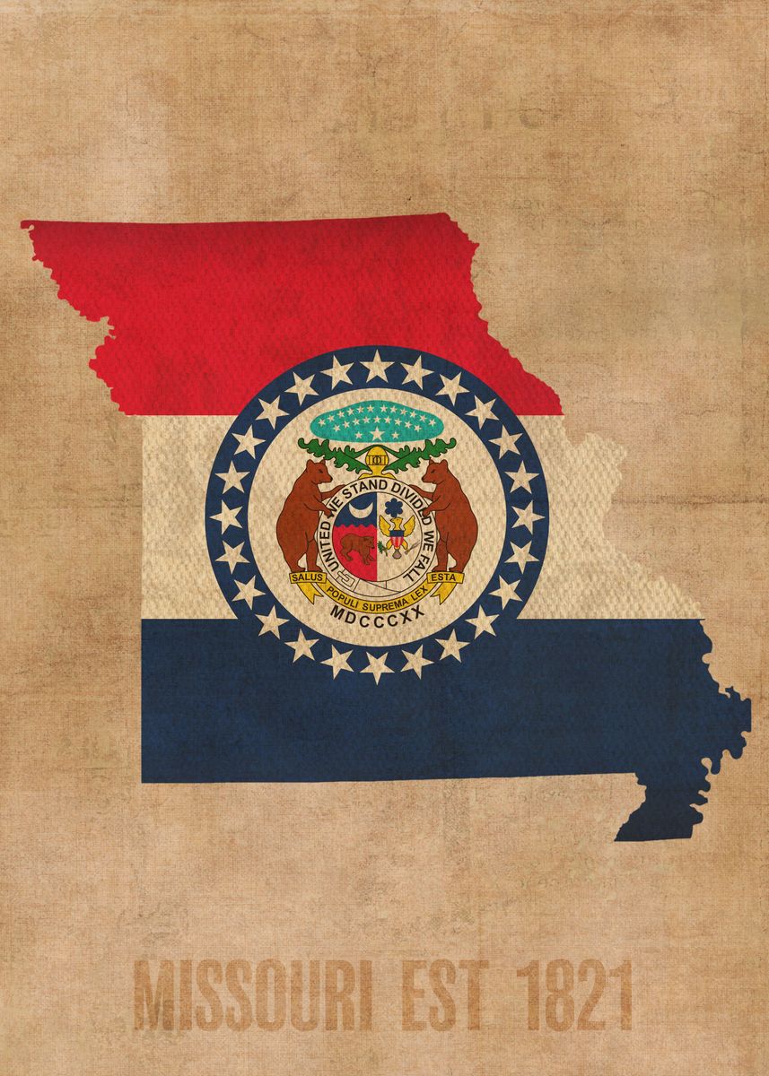'Missouri State Flag Map' Poster, picture, metal print, paint by Design ...