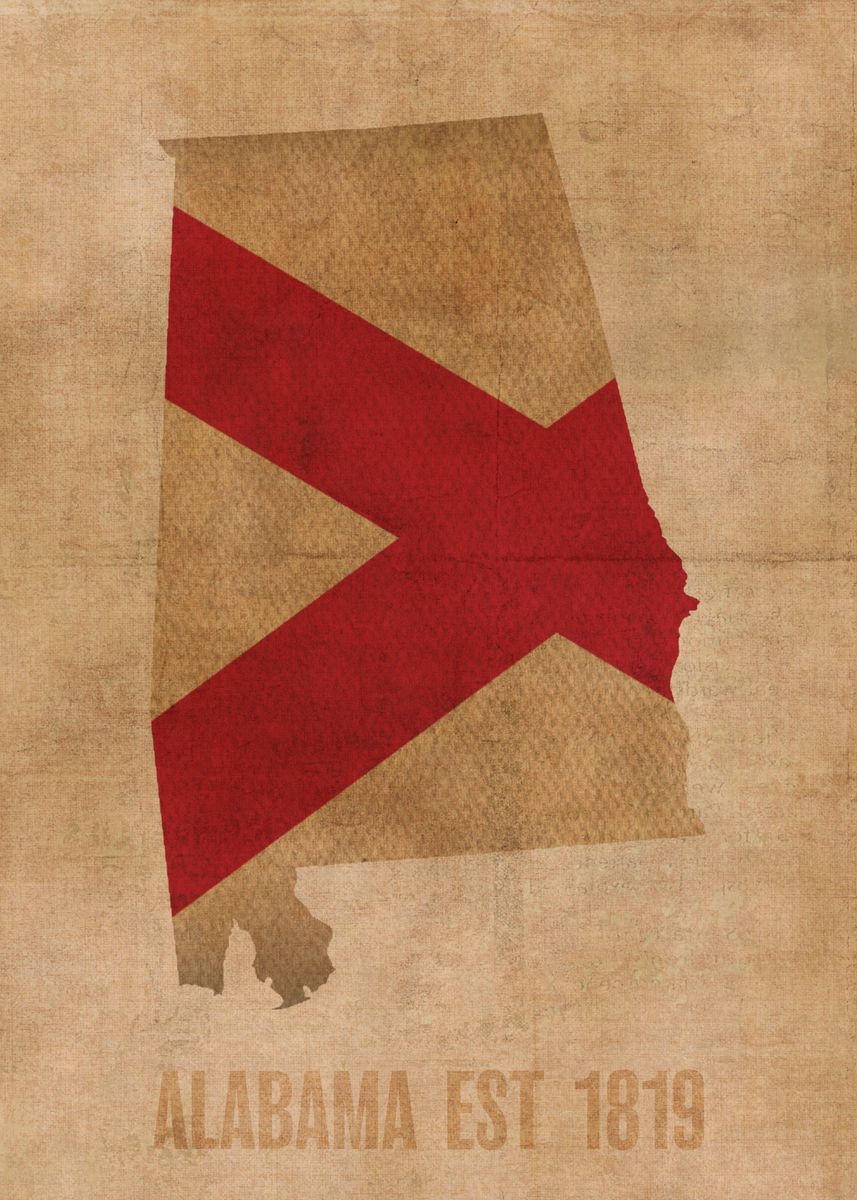 'Alabama State Flag Map' Poster by Design Turnpike | Displate