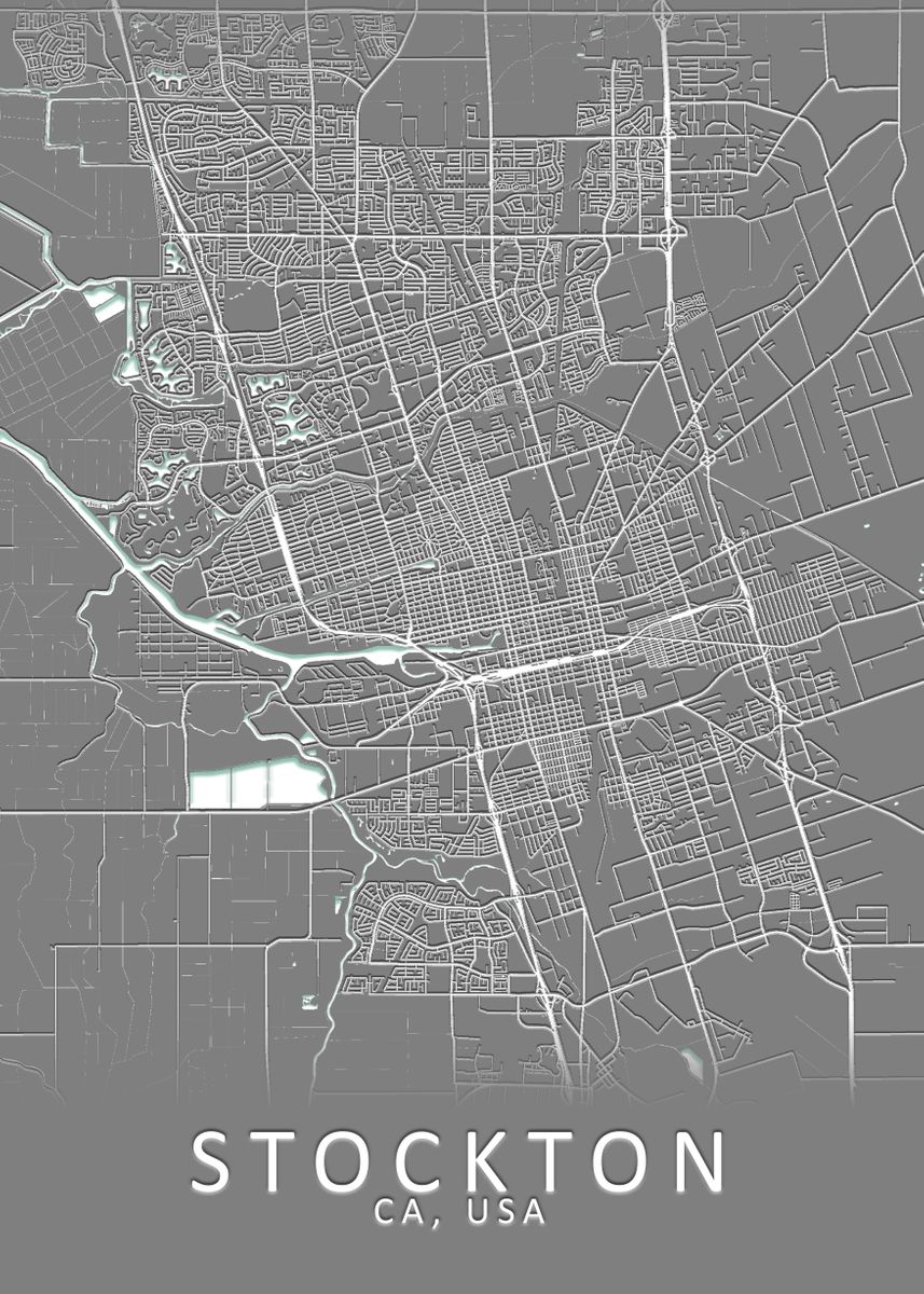 'Stockton CA USA City Map' Poster by City Map Art Prints | Displate