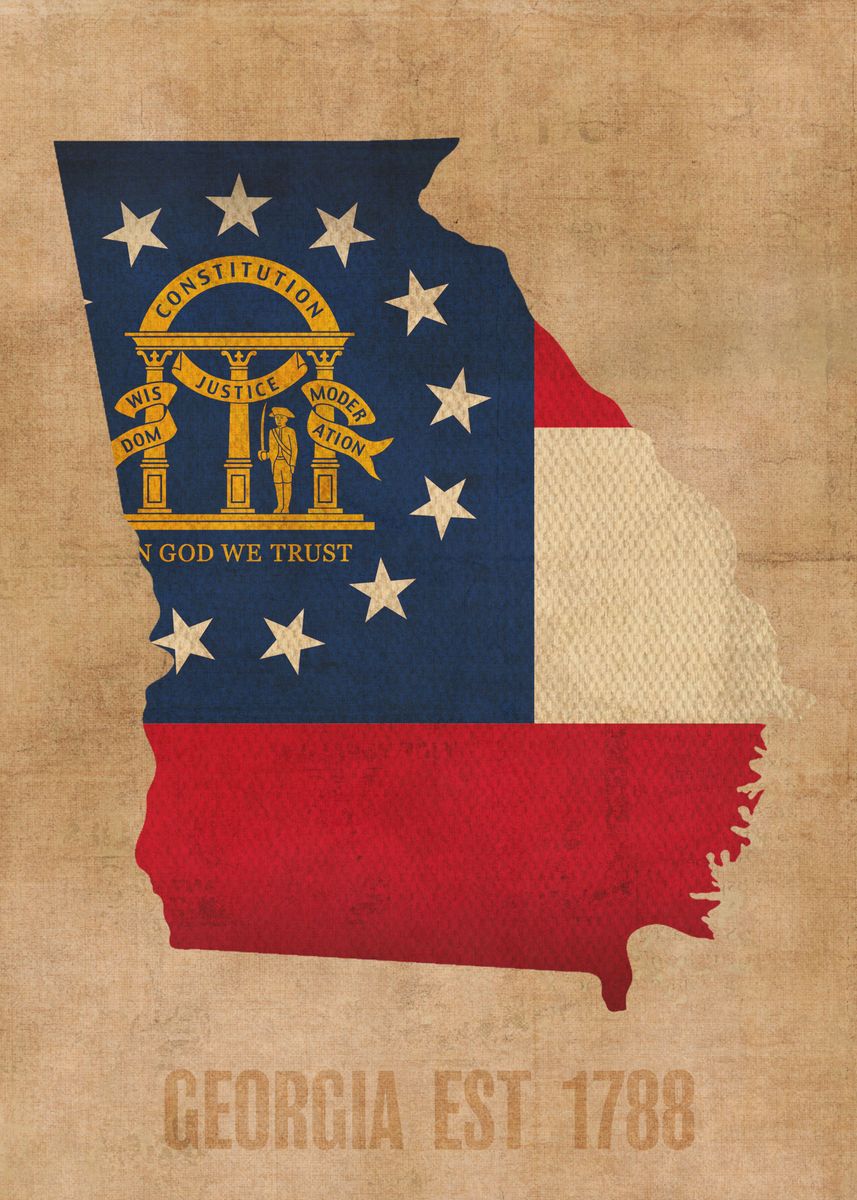 'Georgia State Flag Map' Poster, picture, metal print, paint by Design ...