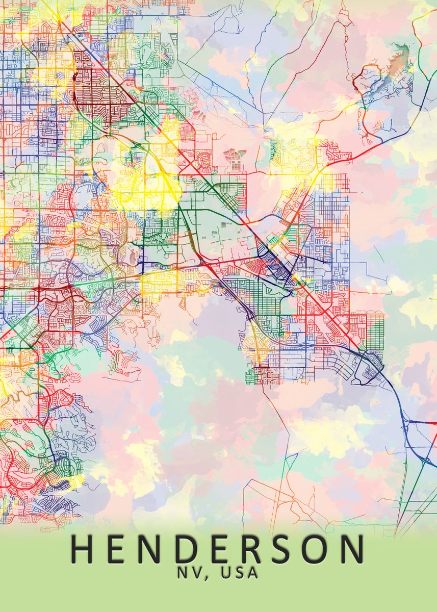 'Henderson NV USA City Map' Poster, picture, metal print, paint by City ...