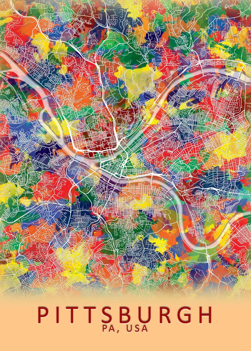 'Pittsburgh PA USA City Map' Poster by City Map Art Prints | Displate