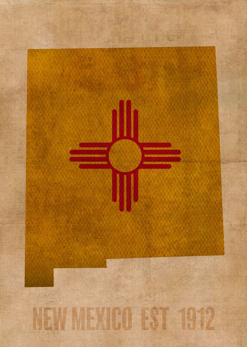 'New Mexico State Flag Map' Poster by Design Turnpike | Displate