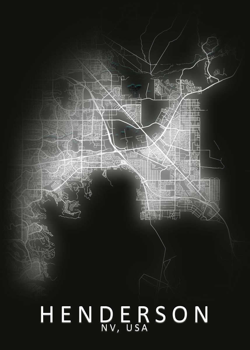 'Henderson NV USA City Map' Poster, picture, metal print, paint by City ...
