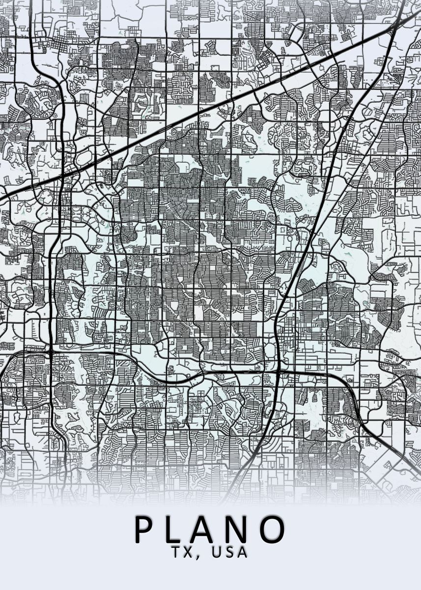 'Plano TX USA City Map' Poster, picture, metal print, paint by City Map ...