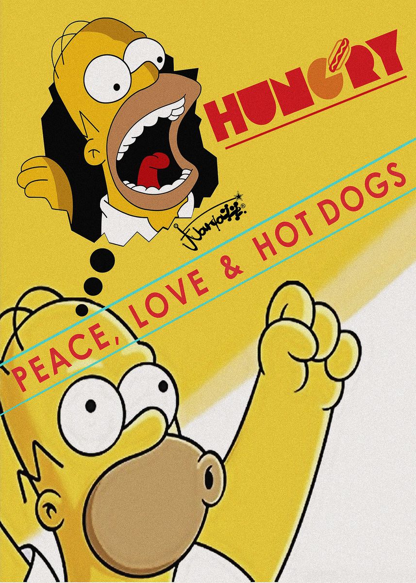 'HUNGRY HOMER-BY JUAN/AZZ.' Poster, picture, metal print, paint by juan ...