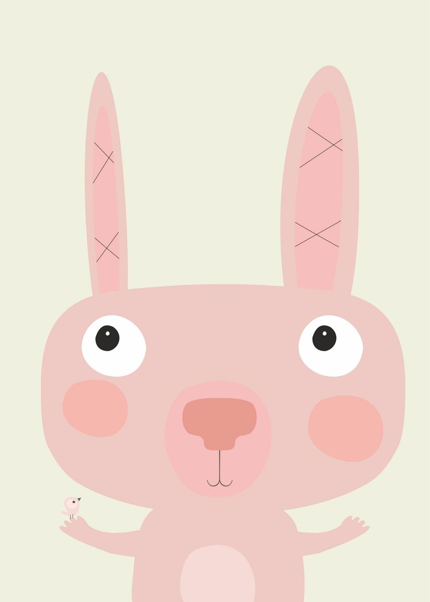 'Pink Happy rabbit' Poster, picture, metal print, paint by Miriam ...