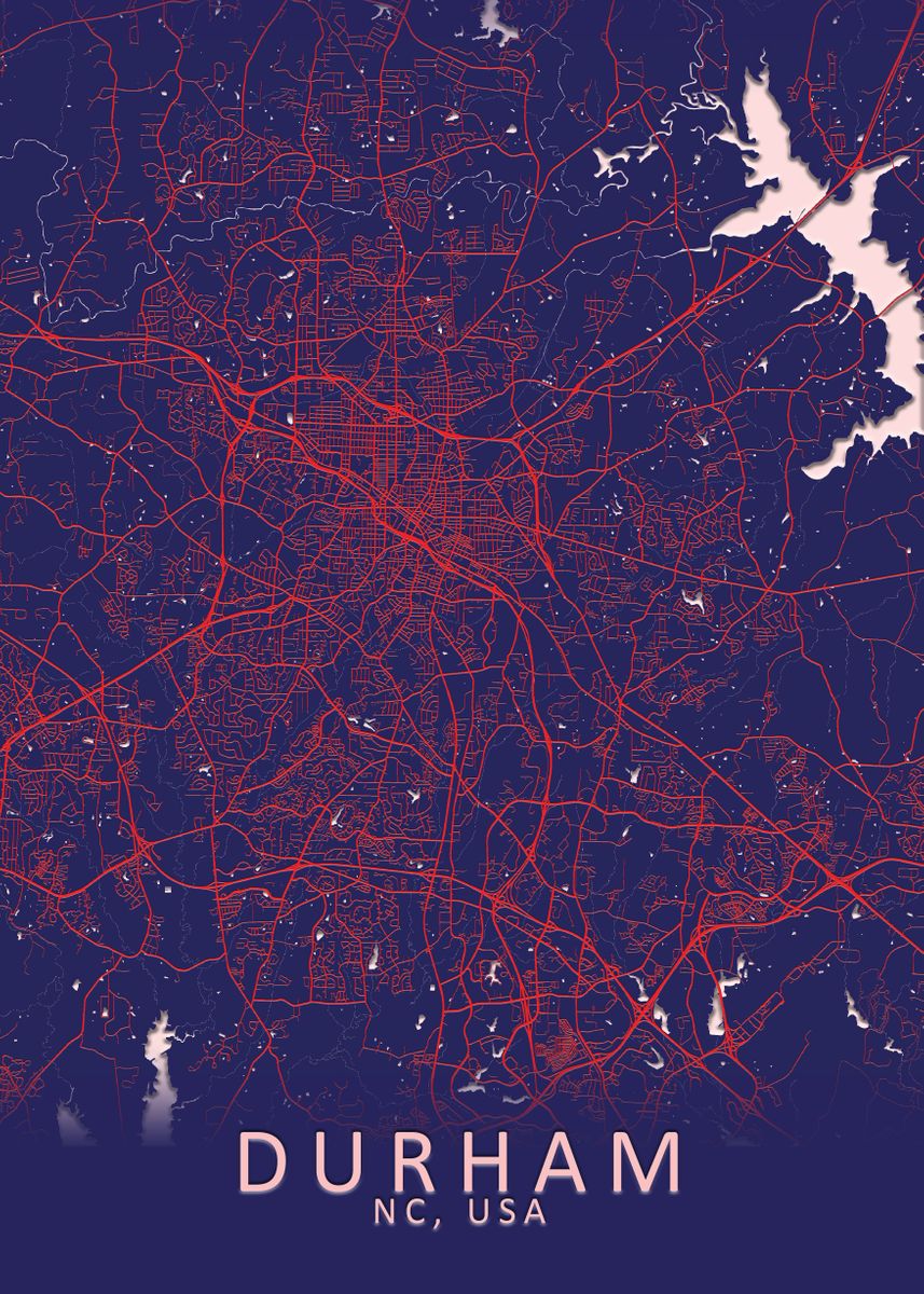 'Durham NC USA City Map' Poster by City Map Art Prints | Displate