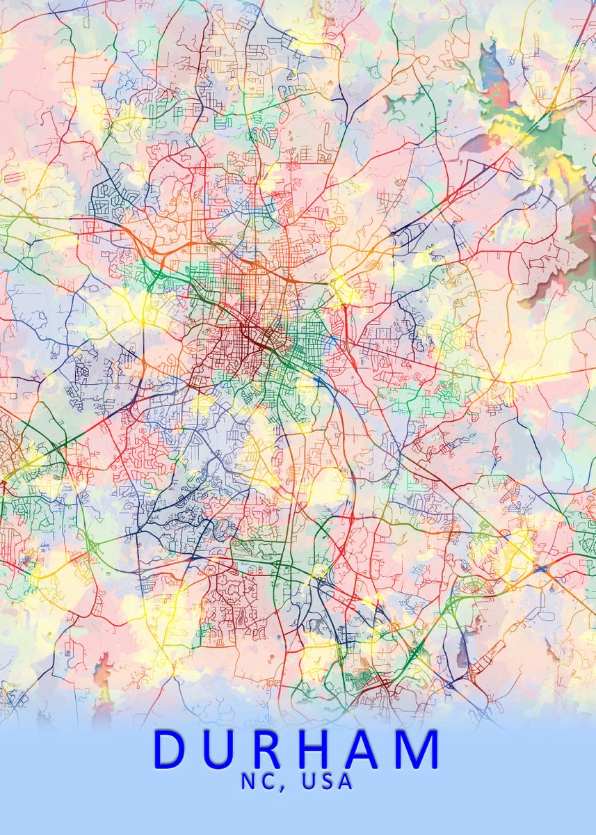 'Durham NC USA City Map' Poster, picture, metal print, paint by City ...