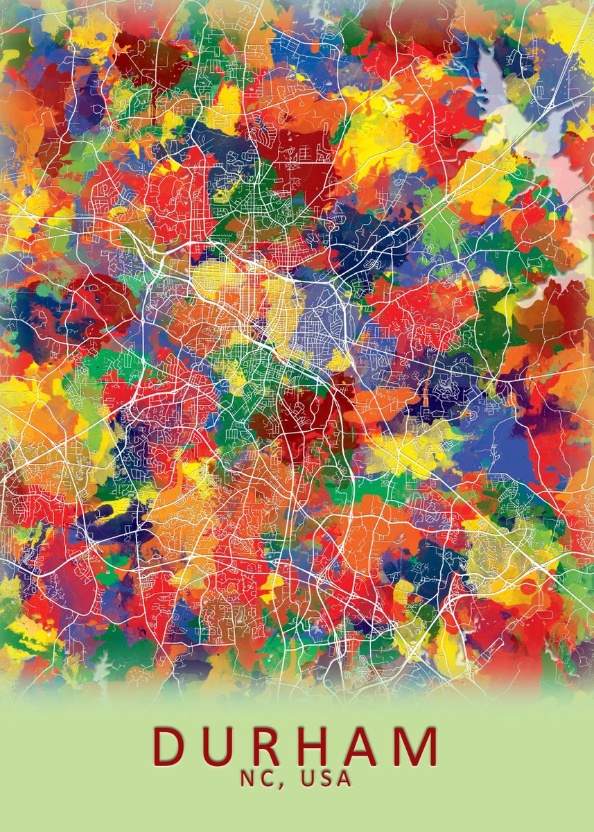 'Durham NC USA City Map' Poster by City Map Art Prints | Displate