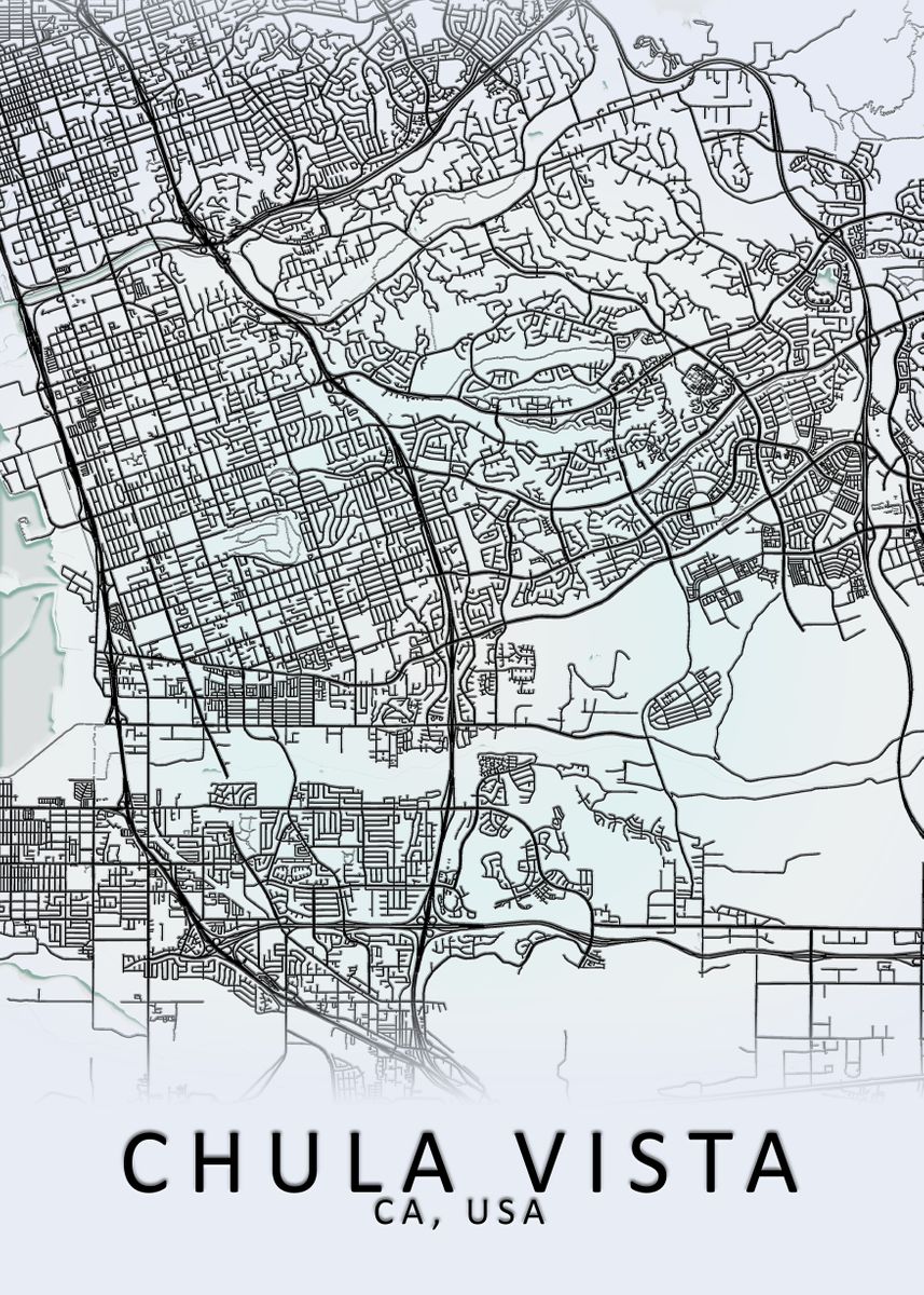 'Chula Vista USA City Map' Poster, picture, metal print, paint by City ...
