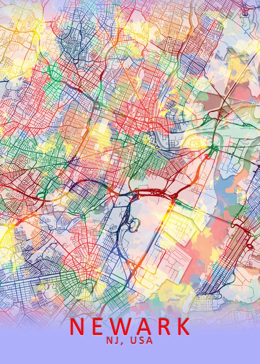 'Newark NJ USA City Map' Poster by City Map Art Prints | Displate